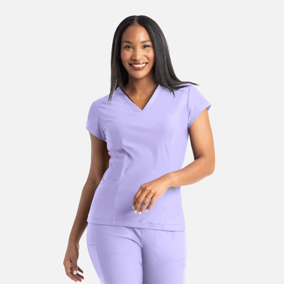 Zoe – Banded V-Neck Top | 2501 – Dubs Scrubs
