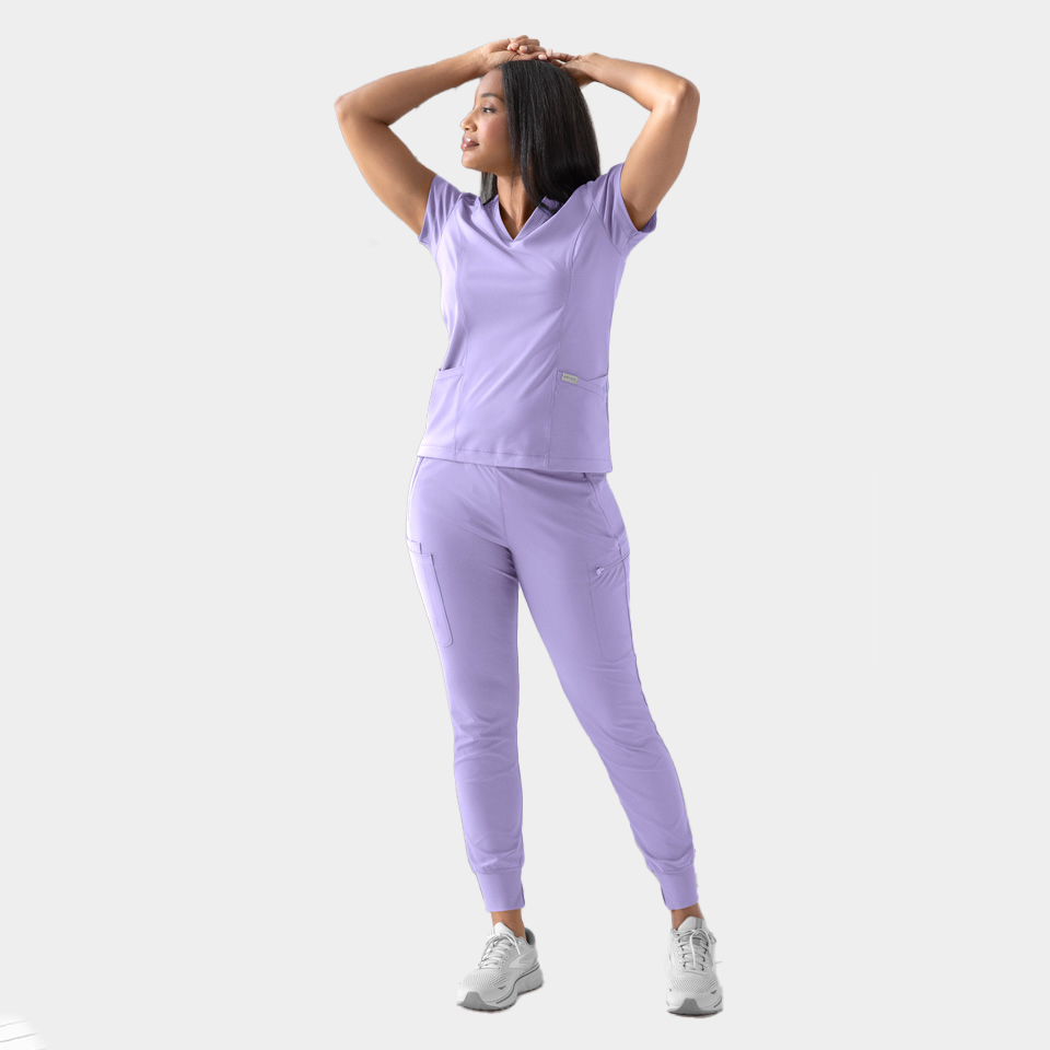 Zoe – Banded V-Neck Top | 2501 – Dubs Scrubs